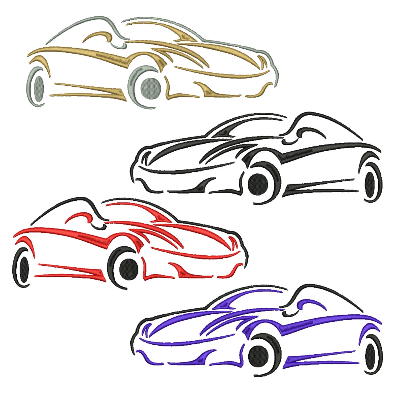 Sport Car Embroidery Design 6 Sizes, Racing Car Machine Embroidery File ...