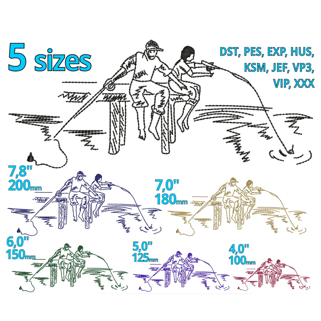 Fishing Embroidery Designs | 5 Sizes | Catch a Fish Machine Embroidery ...