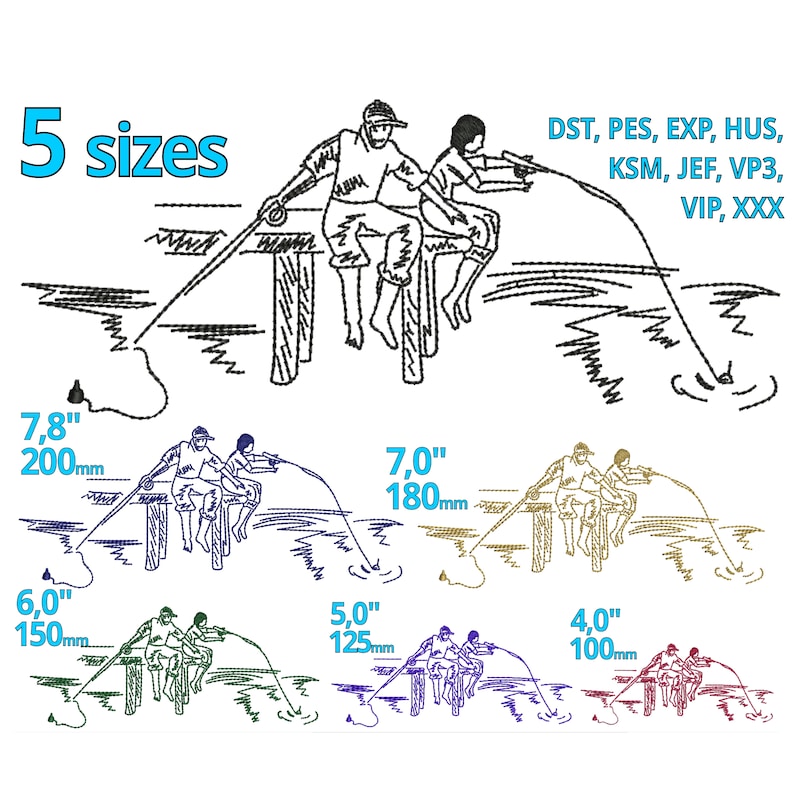 Fishing Embroidery - Etsy