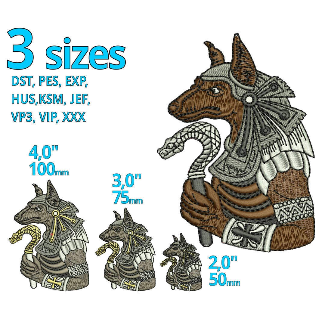 Egypt Embroidery Design 3 Sizes - Anubis Machine Embroidery File ...