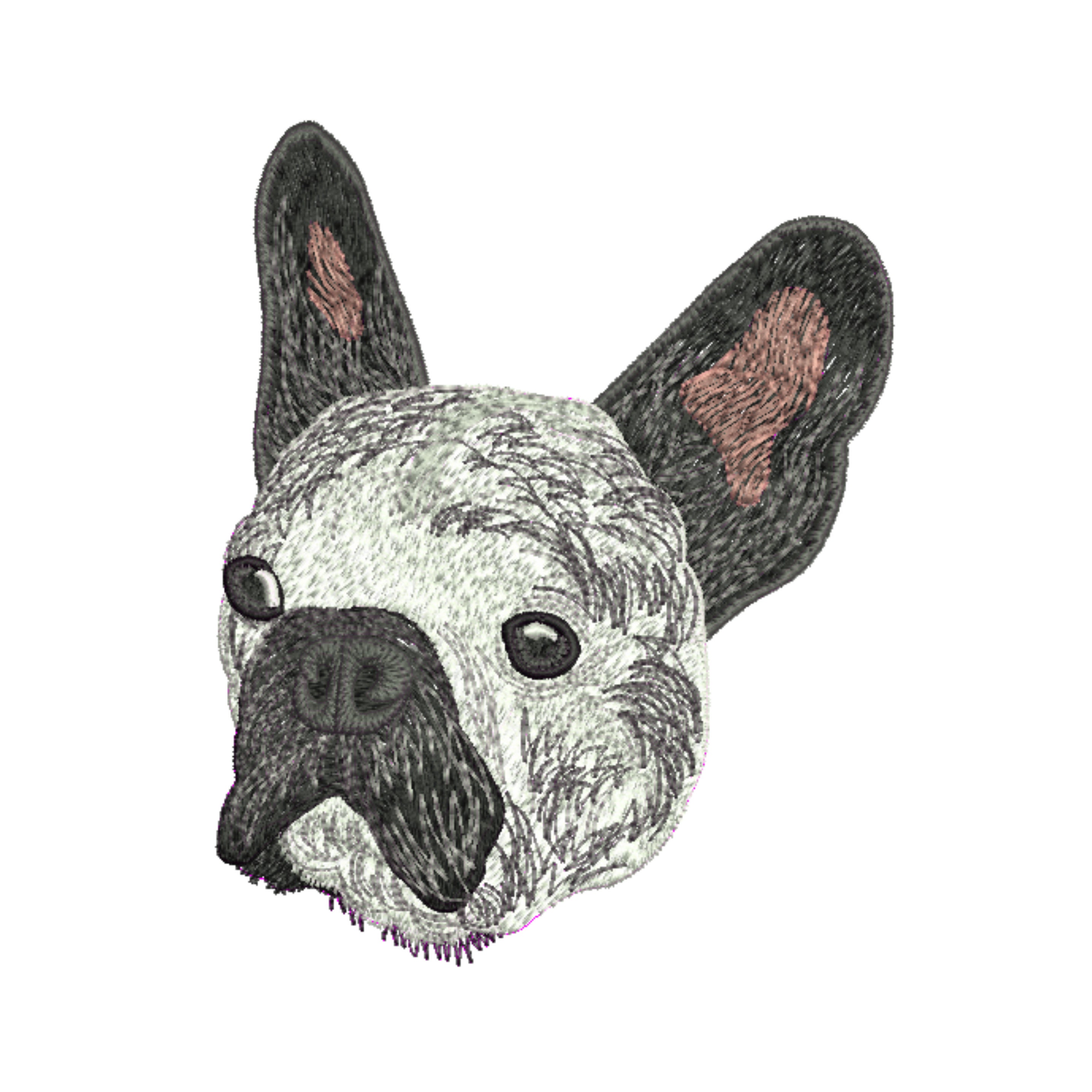 Real Bulldog Embroidery Design 3SIZES French Bull Dog Head - Etsy