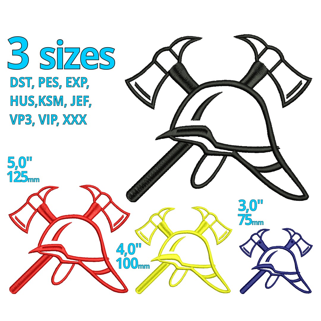 Fire Department Embroidery Design 3 Sizes - Firefighter Machine ...