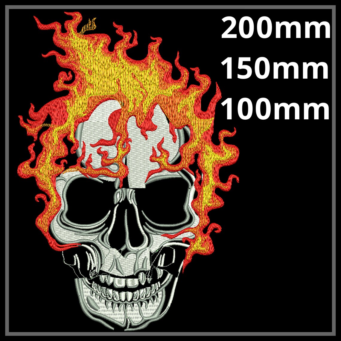 FIRE Skull Head Embroidery Design 3 Sizes DOWNLOAD Flaming - Etsy