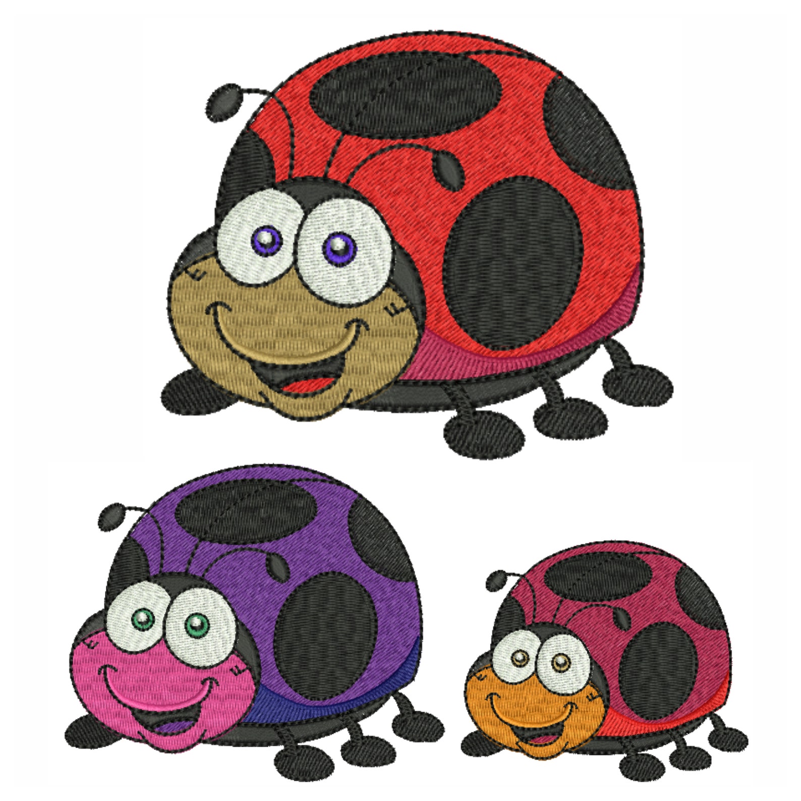 Ladybug Embroidery Designs | 3 Sizes | Cartoon Baby Ladybug Embroidery ...