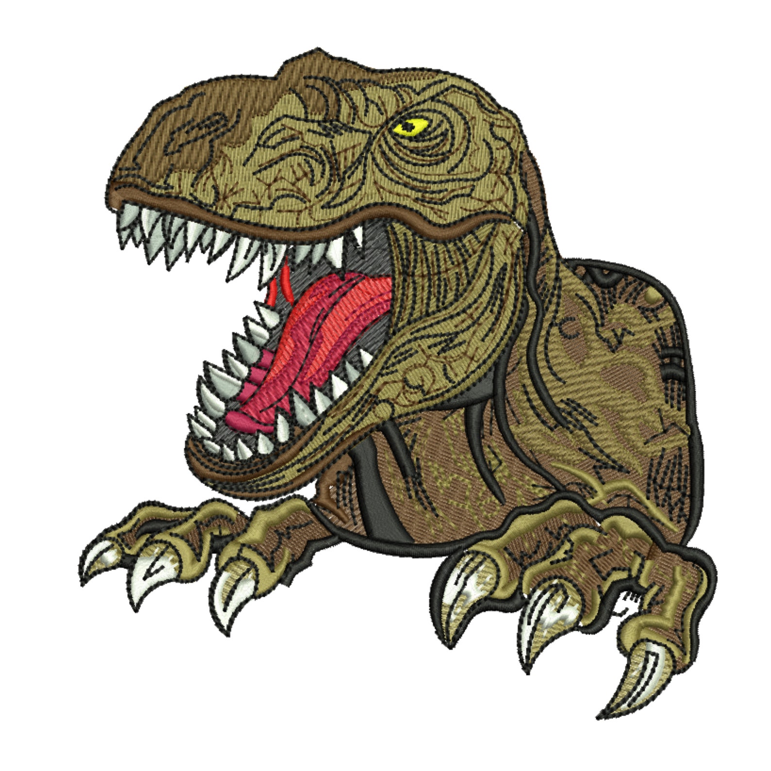 T-rex Dino Embroidery Designs | 4 Sizes | Dinosaur T-rex Machine ...