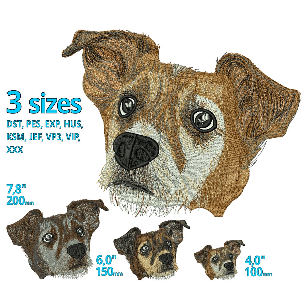 Jack Russell Terrier Embroidery Design 6 Sizes, Lovely Real Dog Head ...
