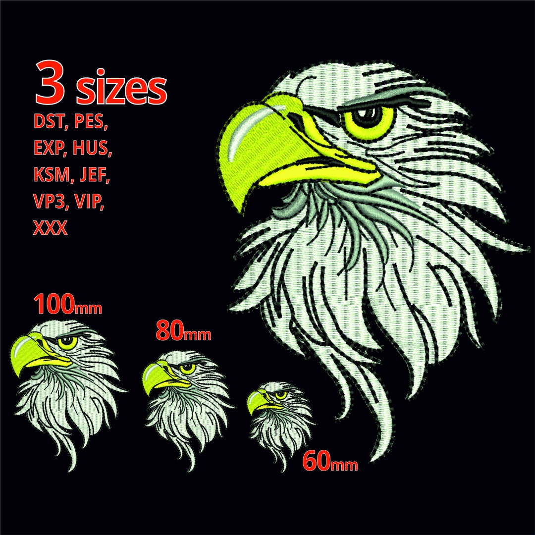 Eagle Embroidery Design - American Eagle Head Machine Embroidery File 3 ...