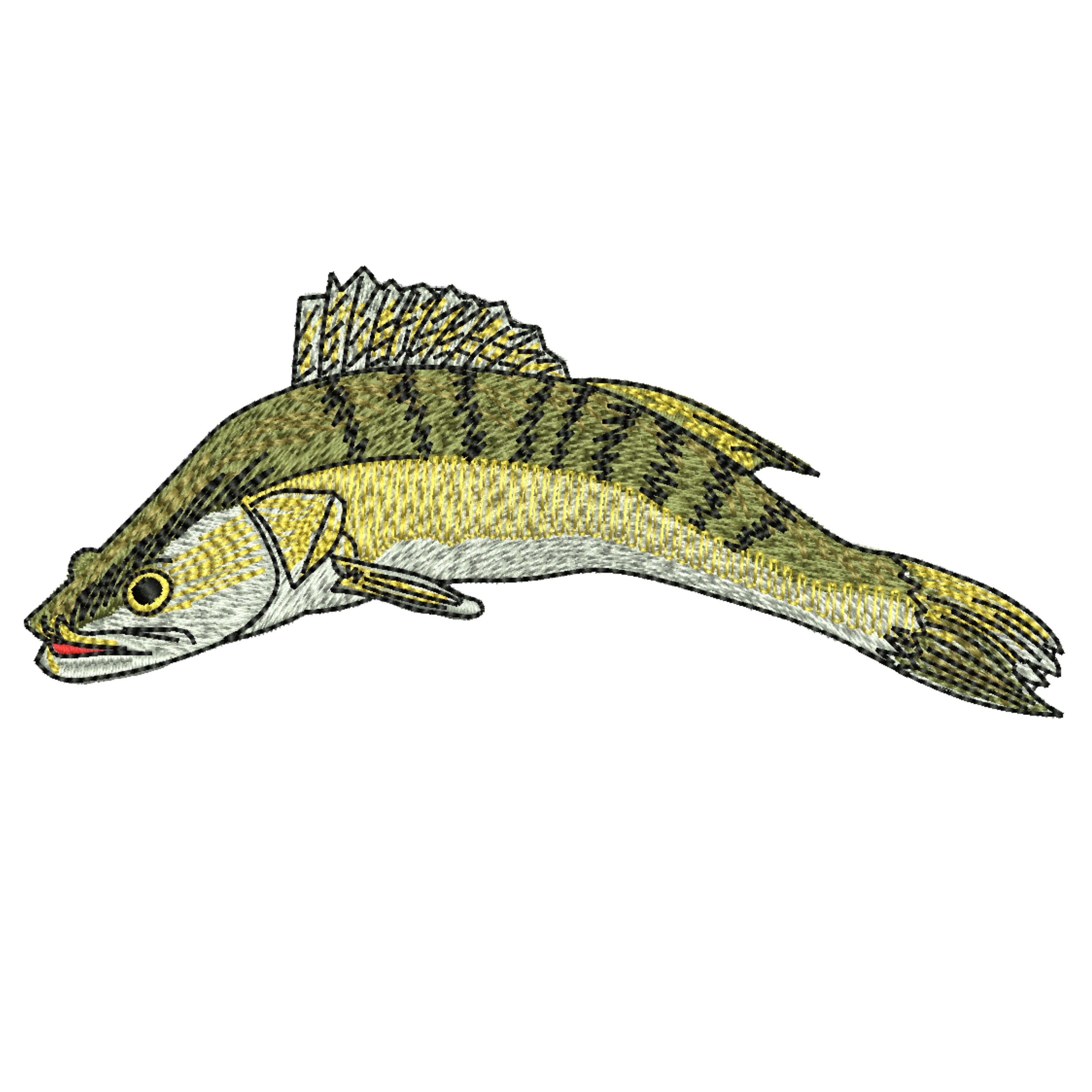 Fish Embroidery Designs | 3 Sizes | Real Walleye Fish Machine ...