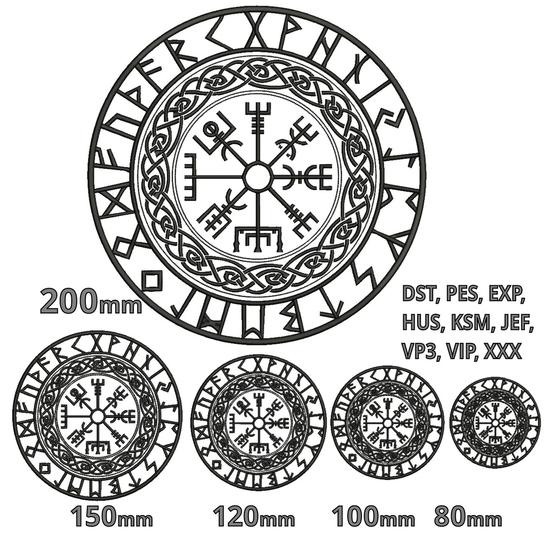 Viking Compass Embroidery Design 5 Sizes VEGVISIR Machine | Etsy