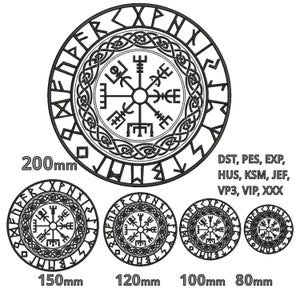 Viking Compass Embroidery Design 5 Sizes - VEGVISIR Machine Embroidery ...
