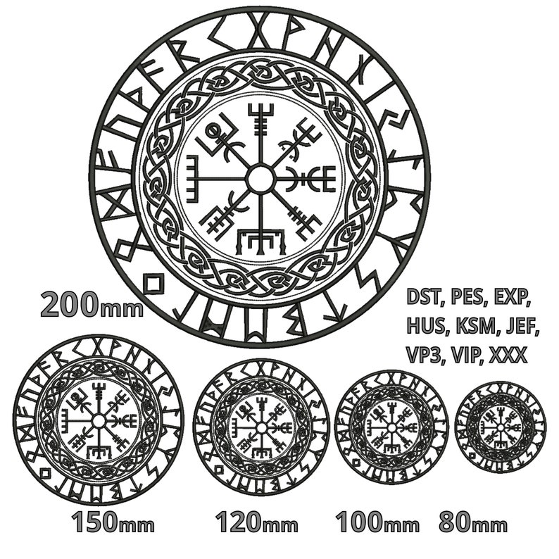 Viking Compass Embroidery Design 5 Sizes VEGVISIR Machine | Etsy