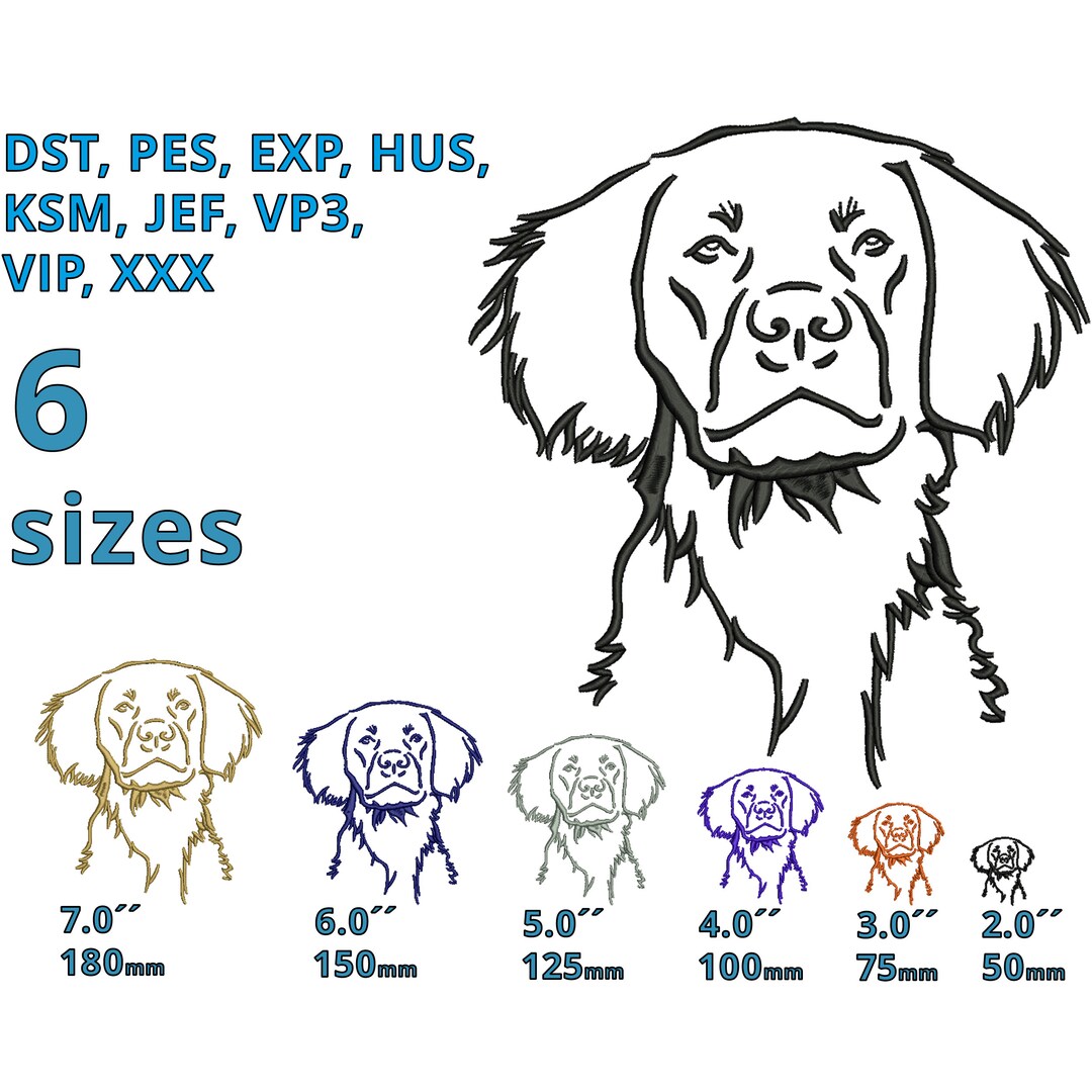 German Lonhaired Pointer Embroidery Design 6 Sizes, Dog Head Outline ...