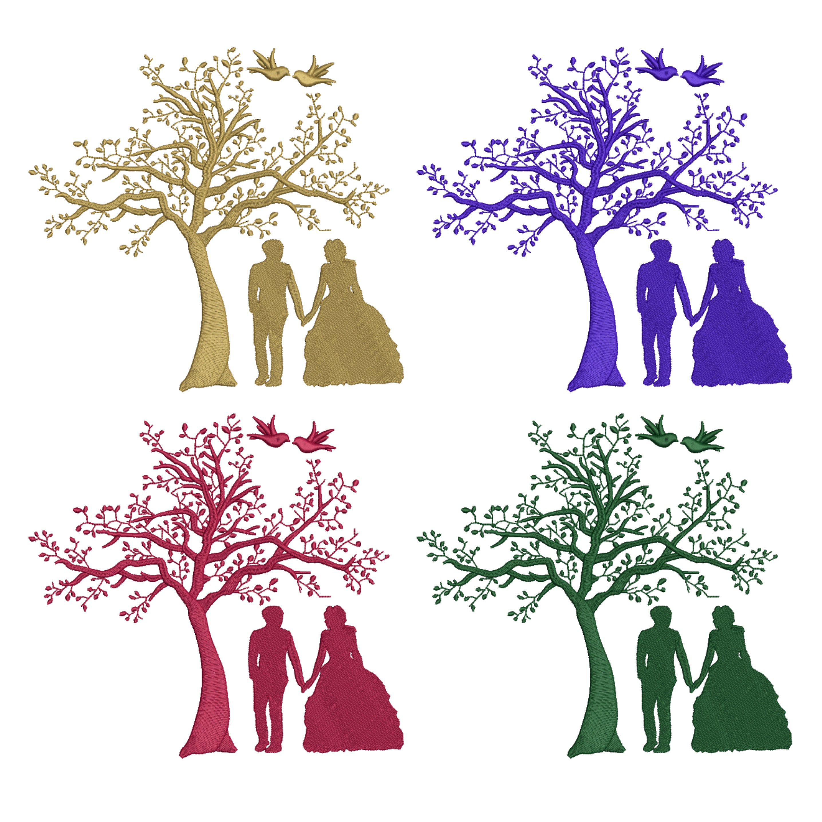 Wedding Tree Embroidery Design 3 Sizes- Relationship Wedding Couple ...