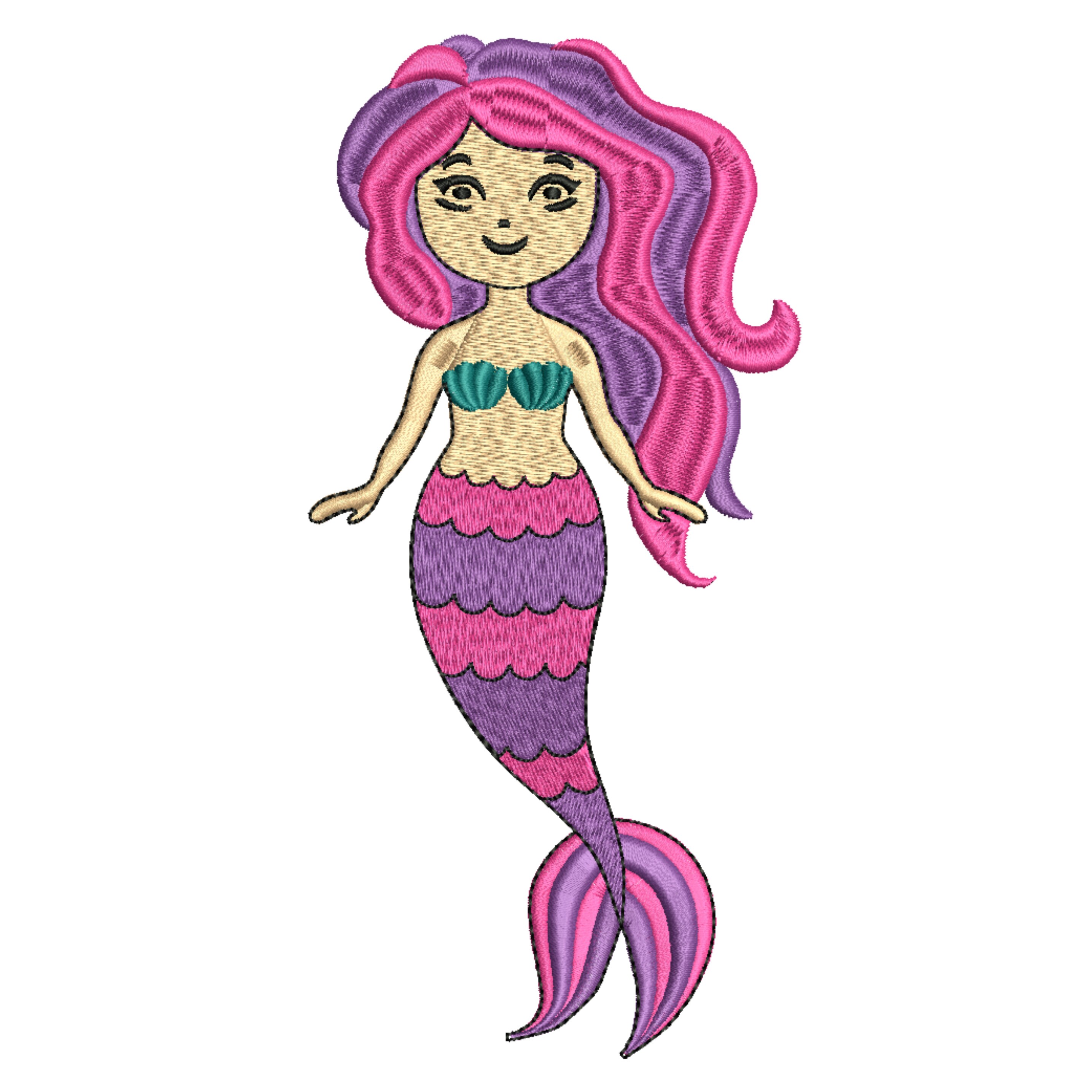 Little Mermaid Embroidery Design 4 Sizes Ocean Princess - Etsy