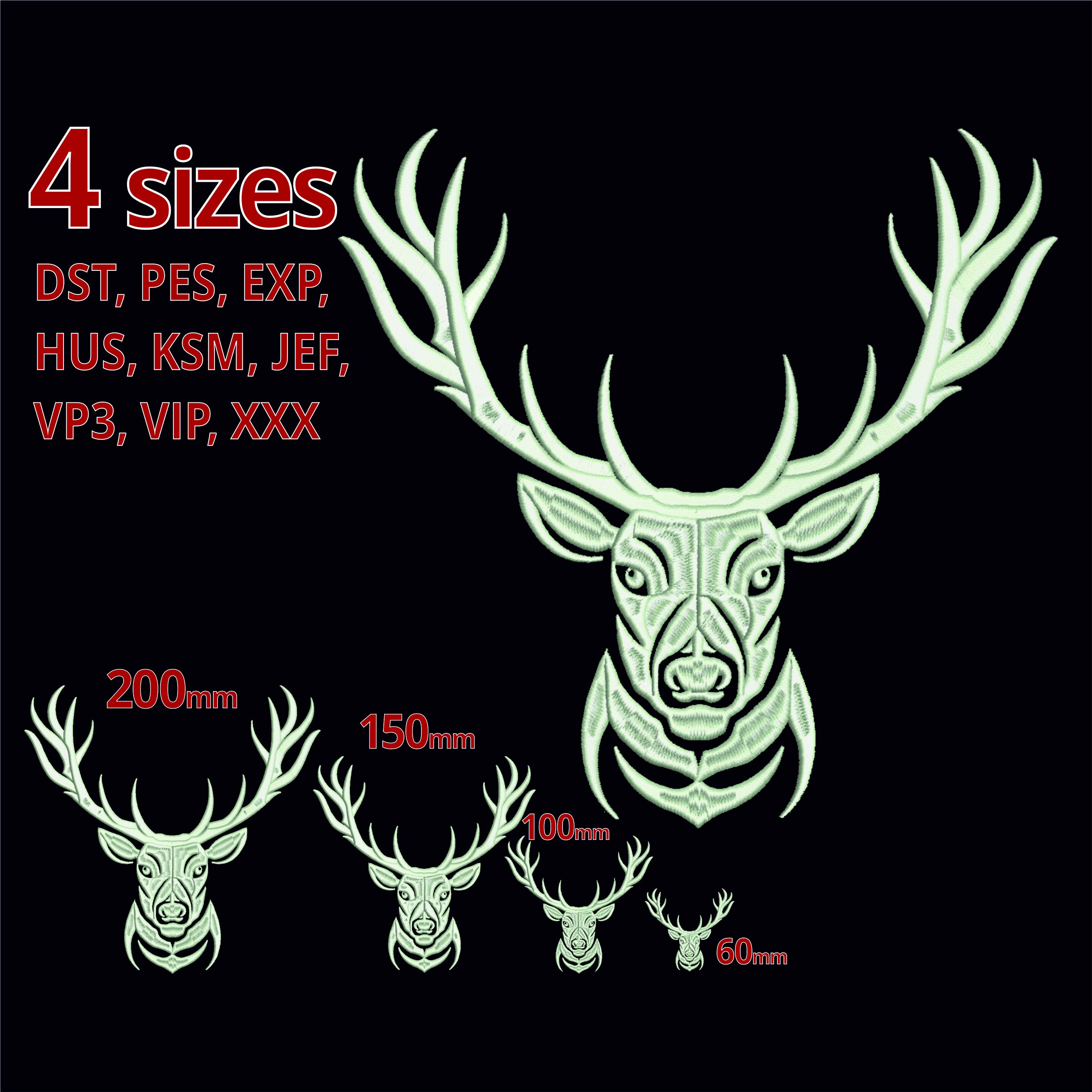 Deer Head Embroidery Design - Simple Deer Antler Hunting Machine ...