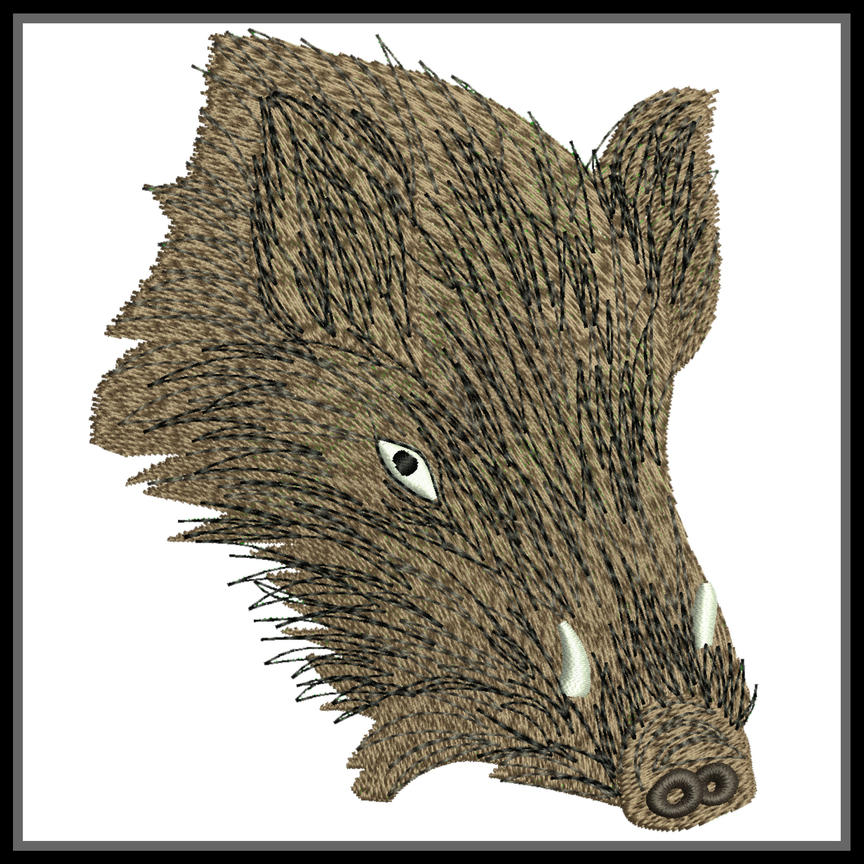 WILDHOG Embroidery Design 3 Sizes REAL Wild Hog Head Machine Embroidery ...