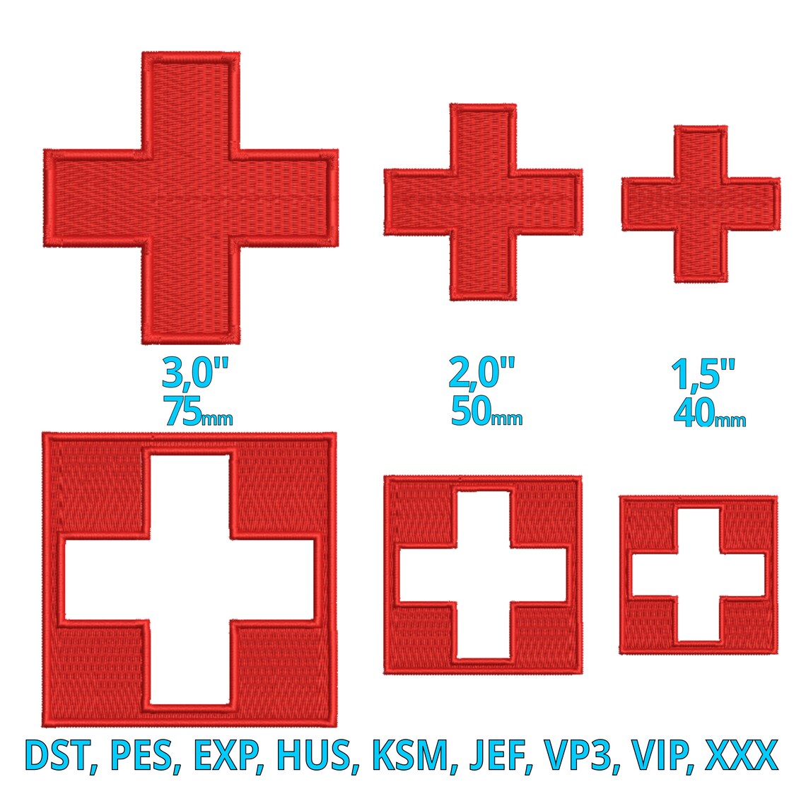 Red Cross Embroidery Design 2 Logos Redcross EMT Medical - Etsy