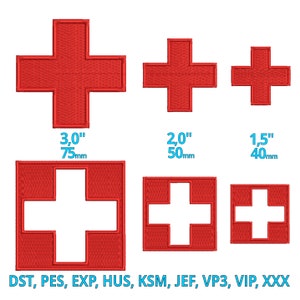 Red Cross Embroidery Design | 2 Logos | Redcross EMT Medical Machine ...