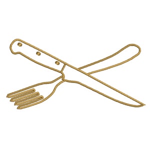 Cutlery Embroidery Design 3 Sizes - Crossed Fork Knife - Chefs Cooking ...