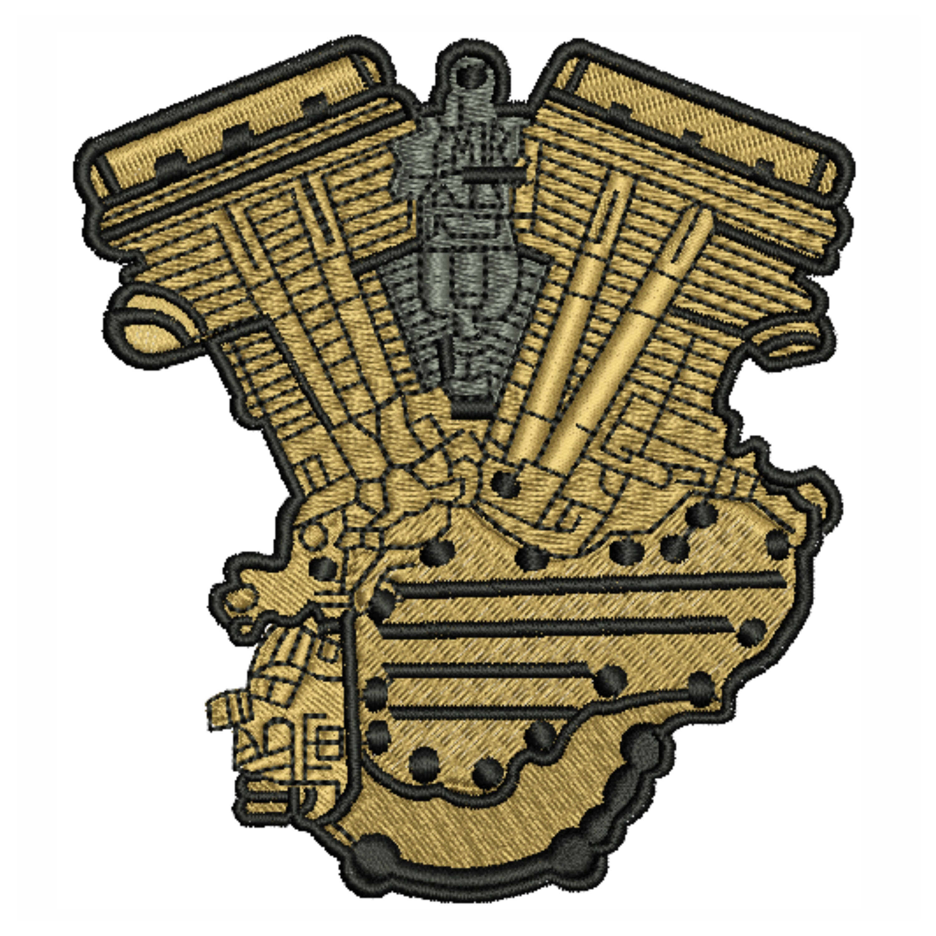 V-twin V2 Motor Embroidery Design 3 Sizes - Biker Harley Motorblock ...
