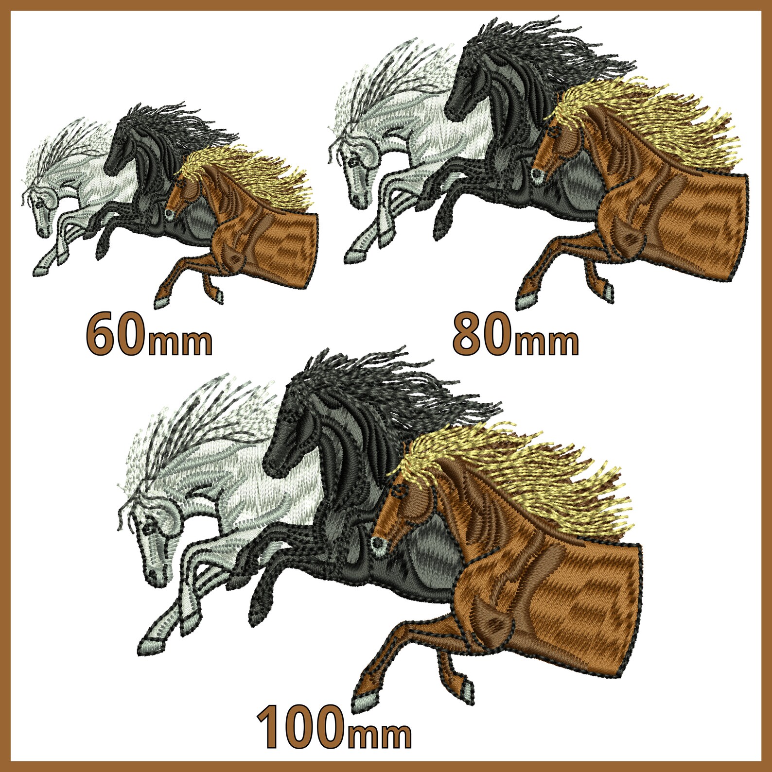 Running Horses Embroidery Design - 3 Sizes Horse Head Embroidery ...