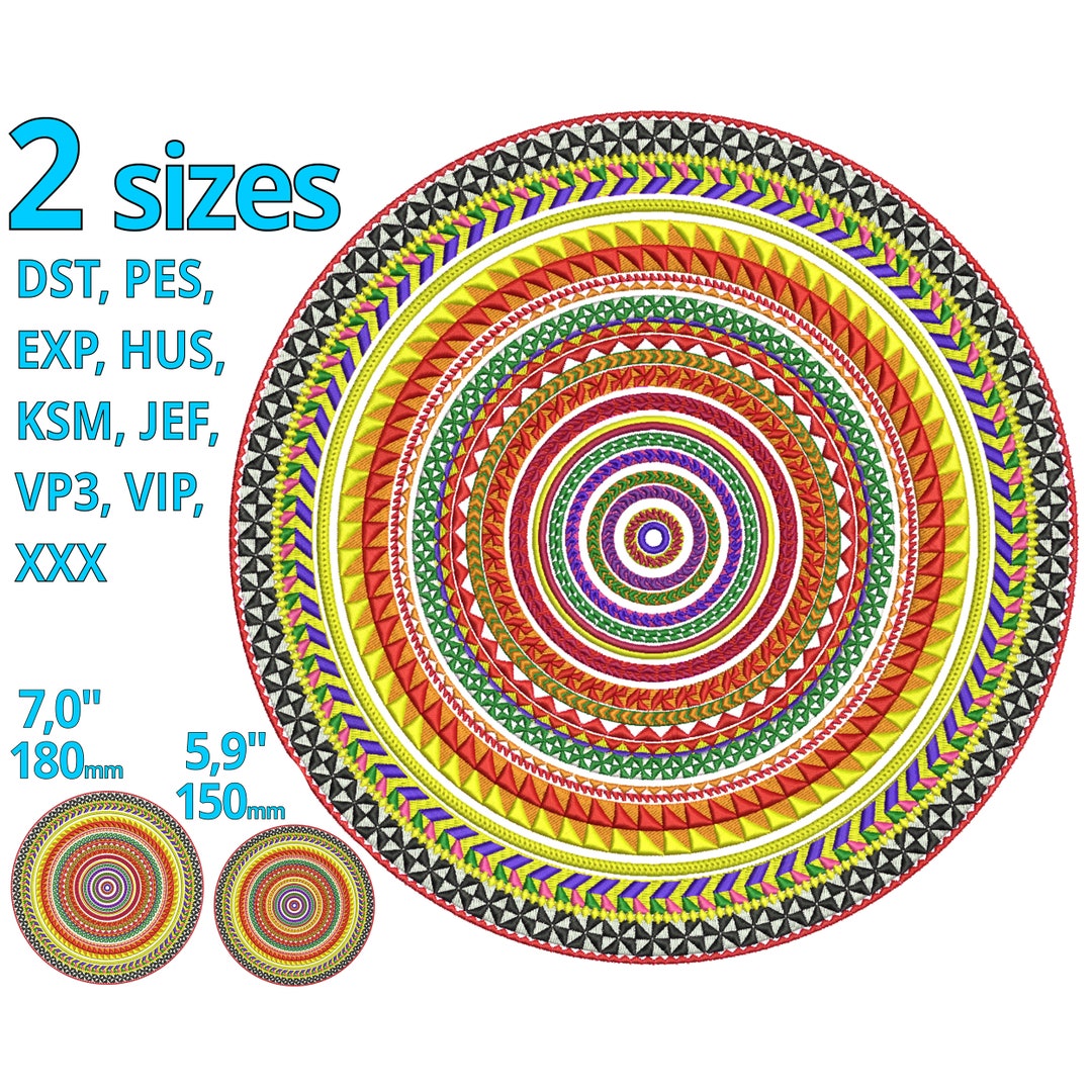 Mandala Machine Embroidery File 2 Sizes - Colorful Mandala Embroidery ...