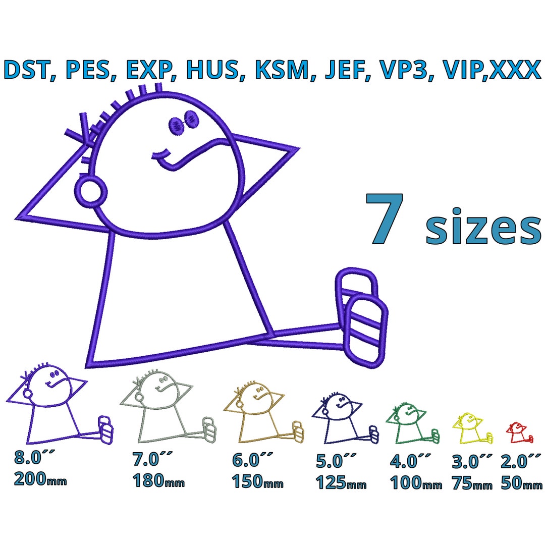 Relaxed Guy Embroidery Design | 7 Sizes | Relaxed Man Machine ...