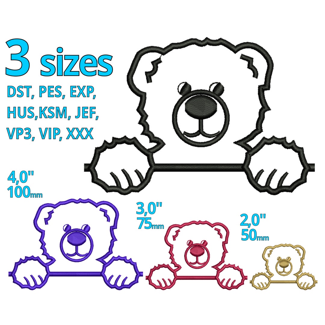 Monogram Bear Embroidery Design 3 Sizes - Named Teddy Bear Machine ...