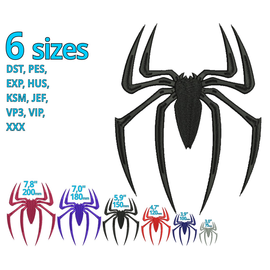 Spiderman Embroidery Design 6 Sizes Spider Costume Machine - Etsy