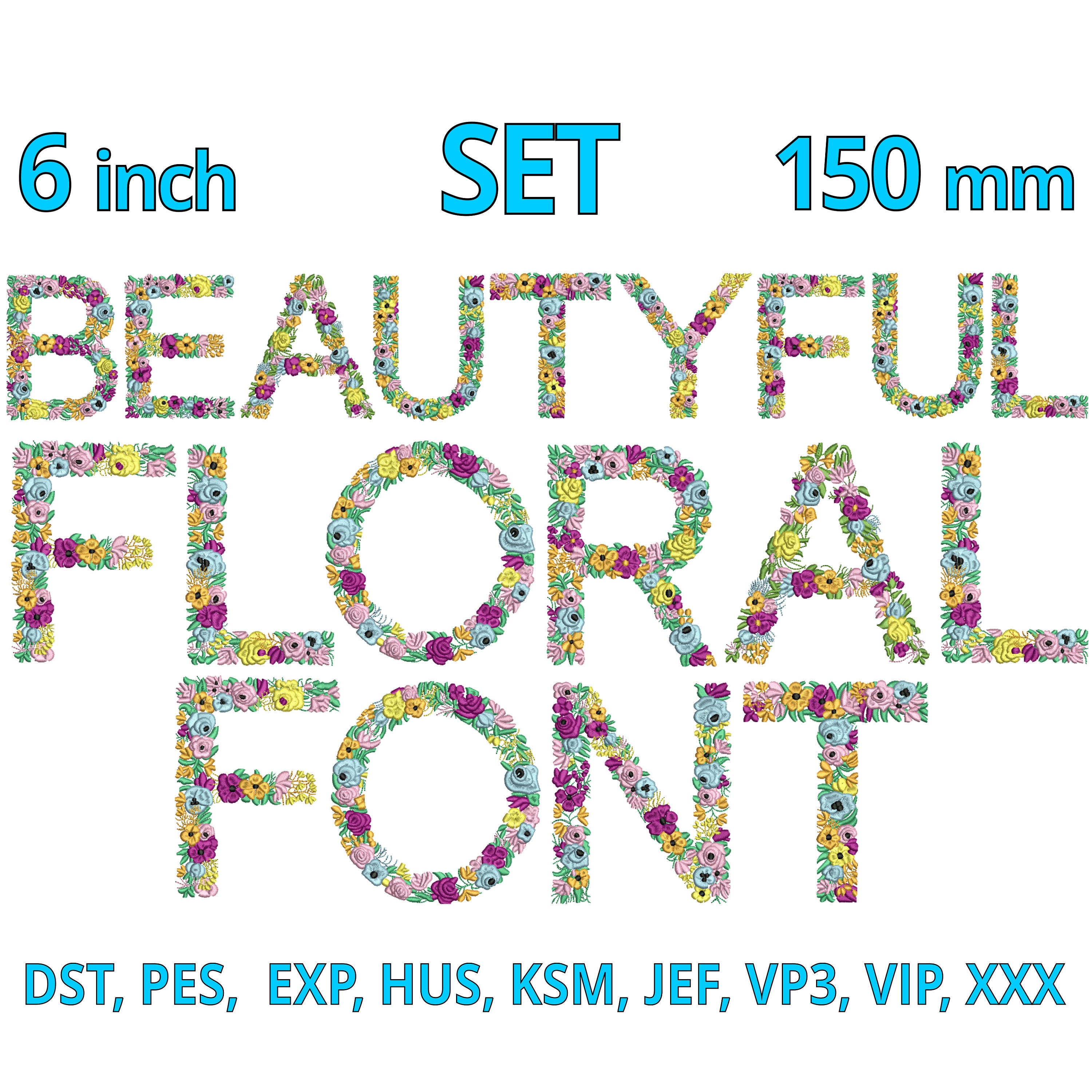 Alphabet Floral Machine Embroidery Font File 6inch 150mm | Etsy