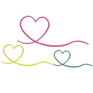 Wedding Embroidery Design Ribbon Heart 7 SIZES Outline Red Heart Ribbon ...