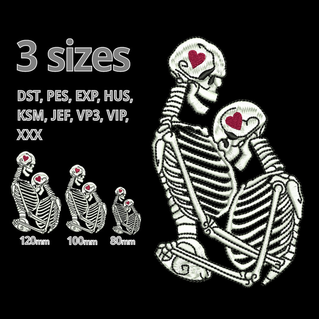 Skeleton Embroidery Design Man and Wife Skull Machine Embroidery File 3 ...