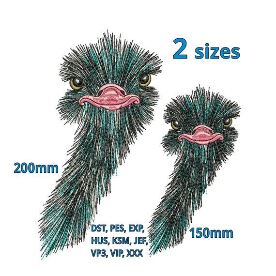 OSTRICH Embroidery Design 2 Sizes Funny Looking Real Ostrich | Etsy