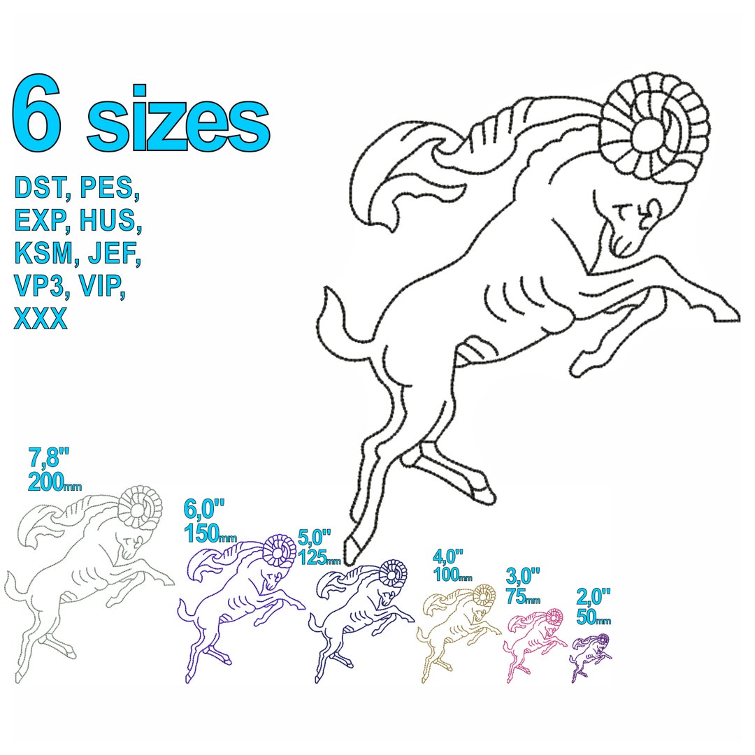 Zodiac Embroidery Sign | 7 Sizes Capricorn Embroidery Design | Zodiac ...