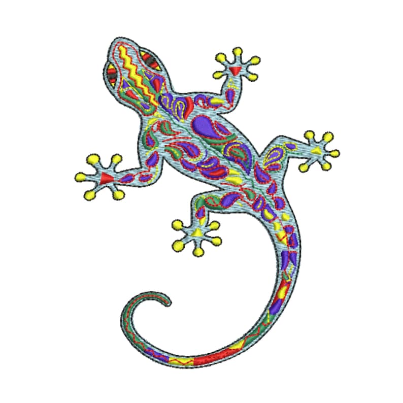 Gecko Embroidery Design Lizard Machine Embroidery File Psychedelic ...