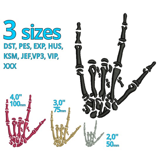 Heavy Metal Embroidery Design Skeleton Hand Machine - Etsy
