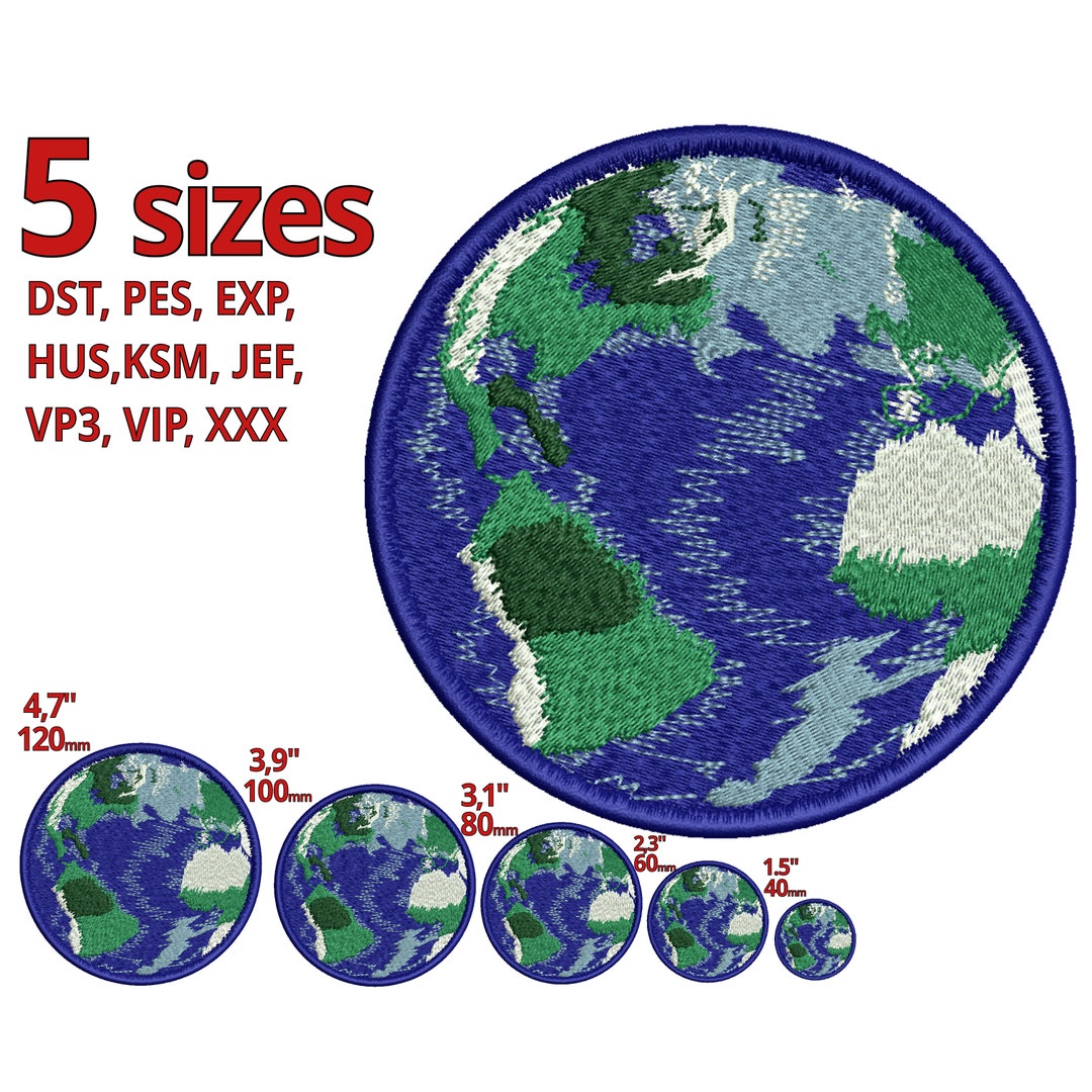 Planet Earth Embroidery Design | World Map Machine Embroidery File ...
