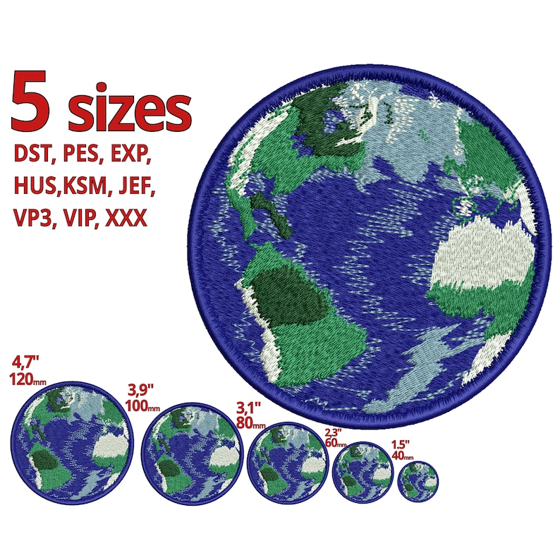 Planet Earth Embroidery Design World Map Machine Embroidery - Etsy ...