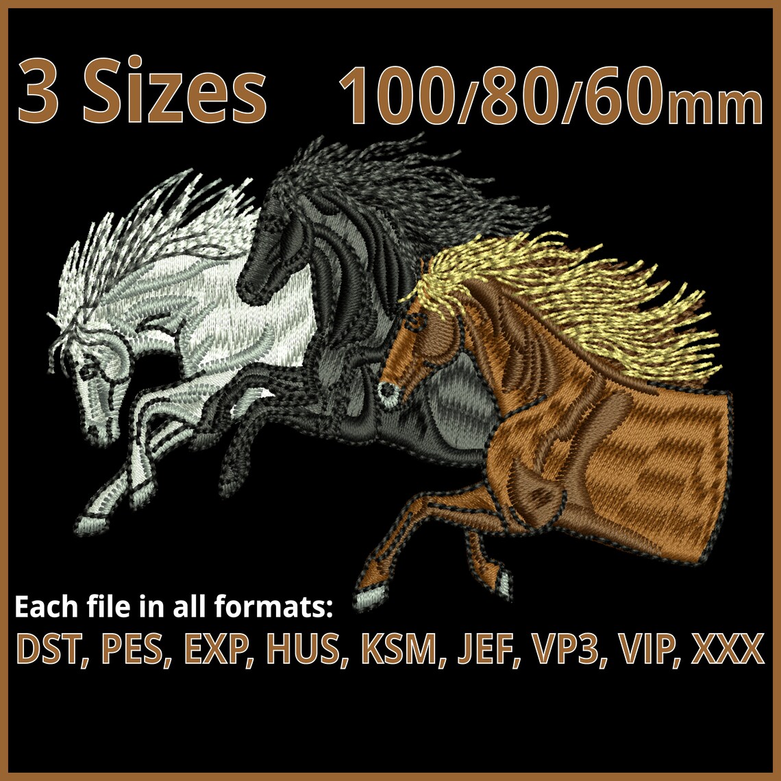 Running Horses Embroidery Design 3 Sizes Horse Head - Etsy