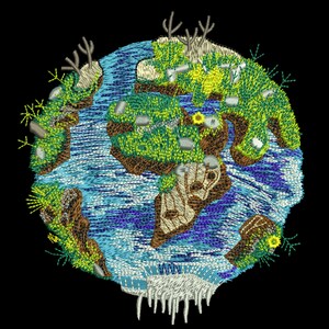 Earth Embroidery Design | Planet Earth Globe Machine Embroidery File ...