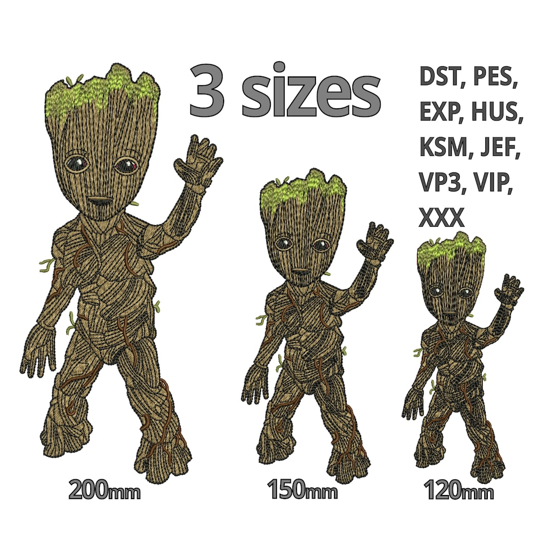 Baby Groot Embroidery Design 3 Sizes Kids Groot Wood Figure Winking ...