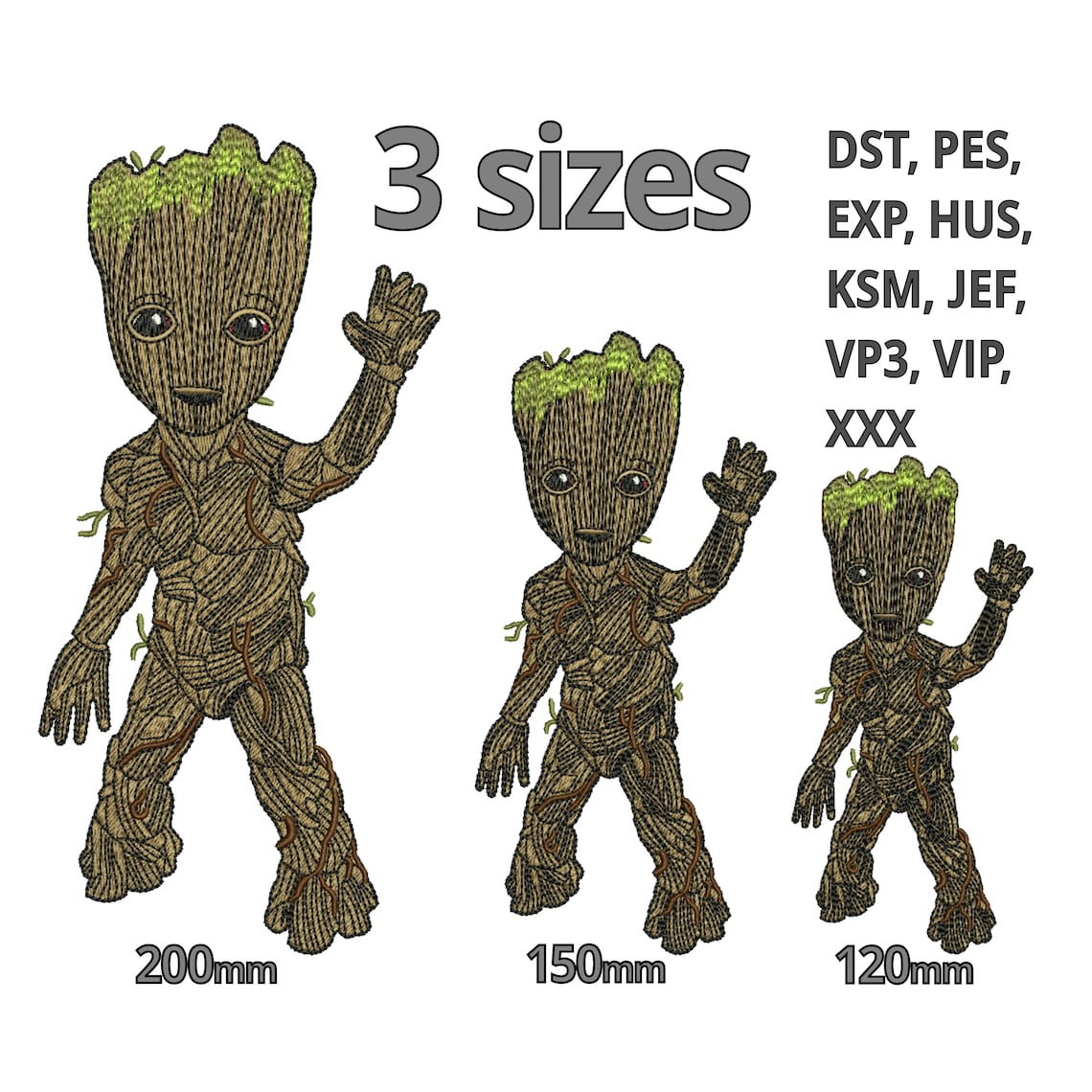 Baby Groot Embroidery Design 3 Sizes Kids Groot Wood Figure - Etsy