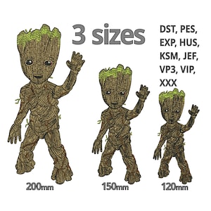 Baby Groot Embroidery Design 3 Sizes - Kids Groot Wood Figure Winking ...