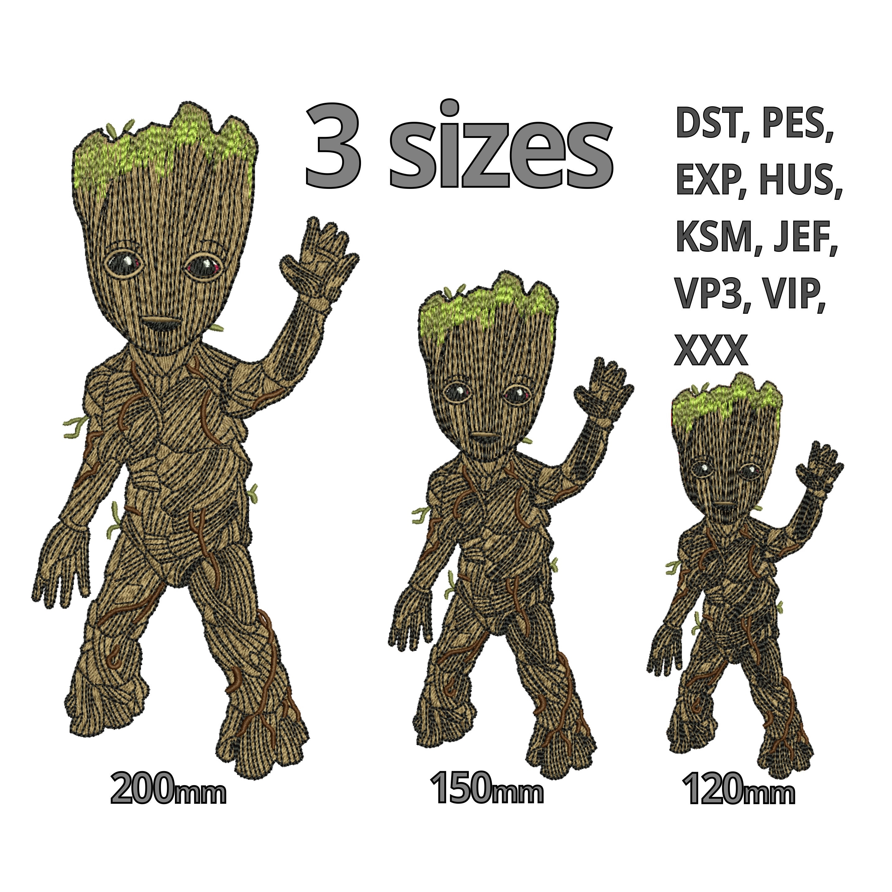 Baby Groot Embroidery Design 3 Sizes - Kids Groot Wood Figure Winking ...