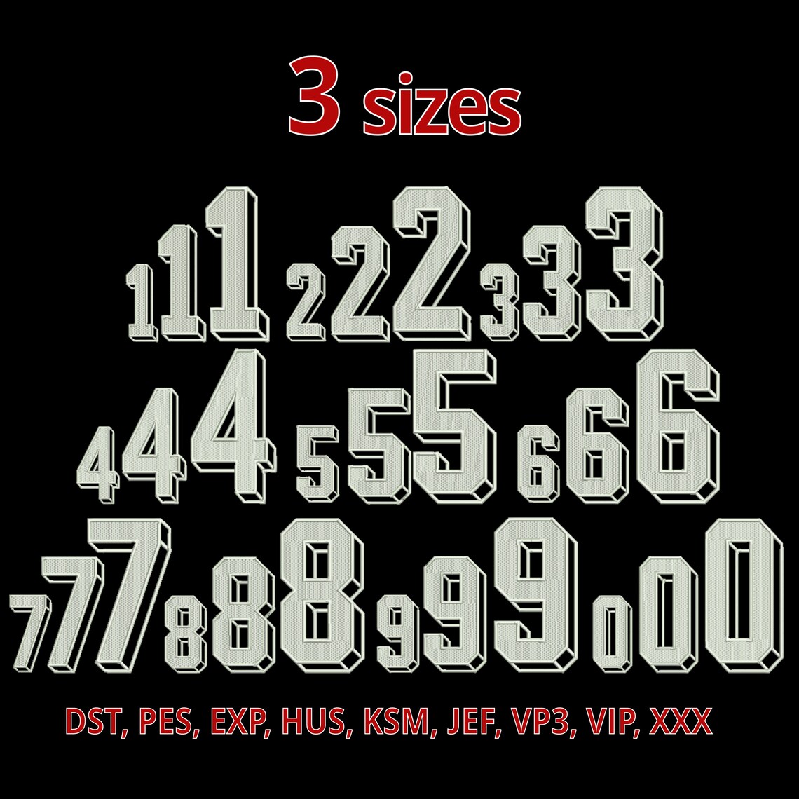 NUMBERS Embroidery Design 3 Sizes Sport College Big Numbers - Etsy