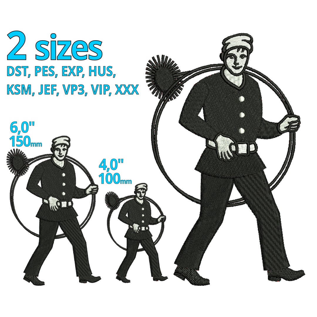 Chimney Sweeper Embroidery Design 2 Sizes, Lucky Charm - Fireplace ...