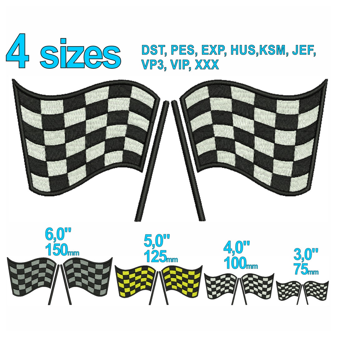 Racing Flags Embroidery Design 4 Sizes Race Finish Line Flags Machine ...