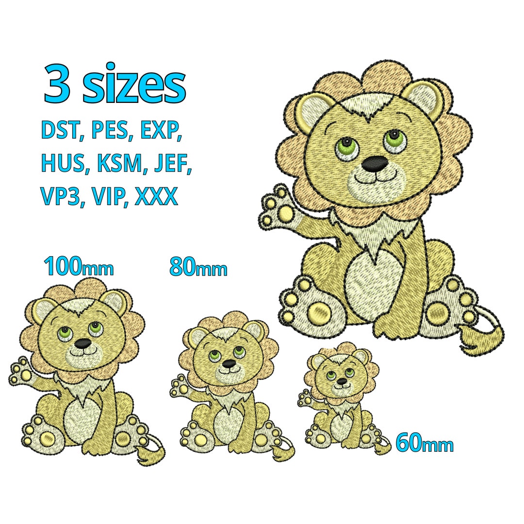 Lion Embroidery Design, Baby Lion Boy Girl Safari Animals Embroidery ...