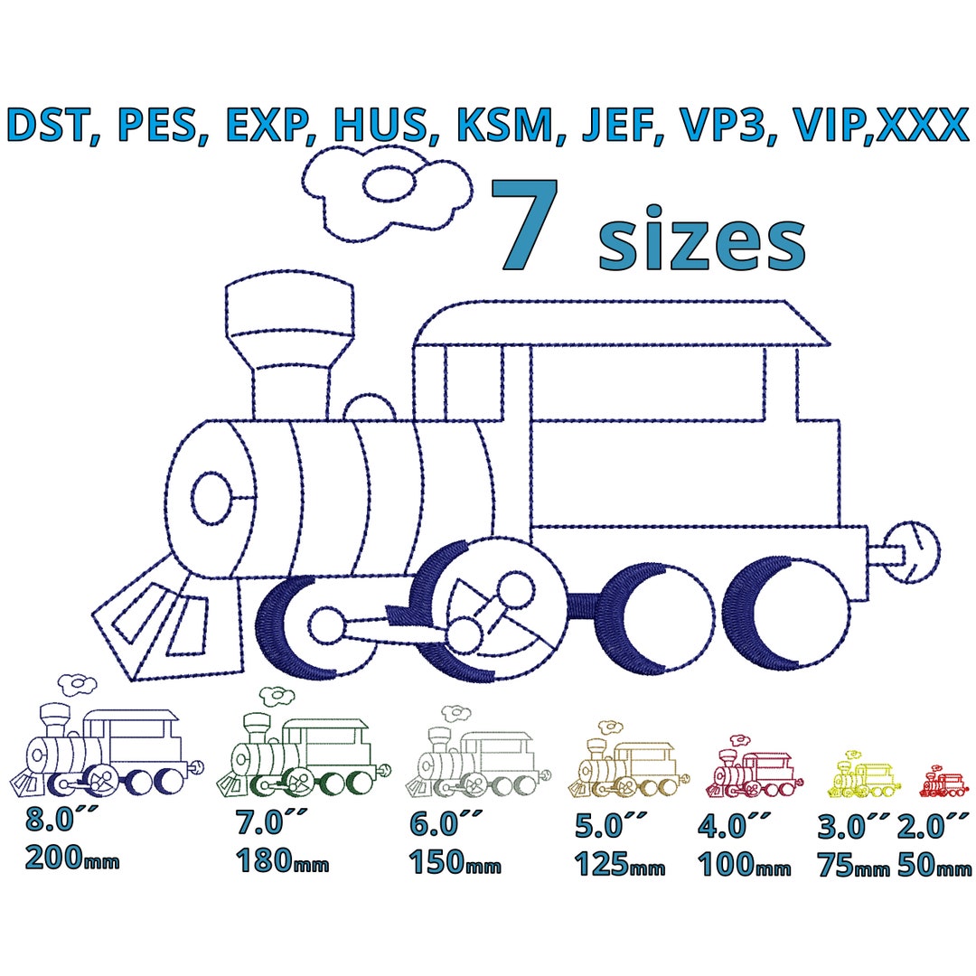 Train Embroidery Design 7 Sizes - Train Toy Machine Embroidery File ...