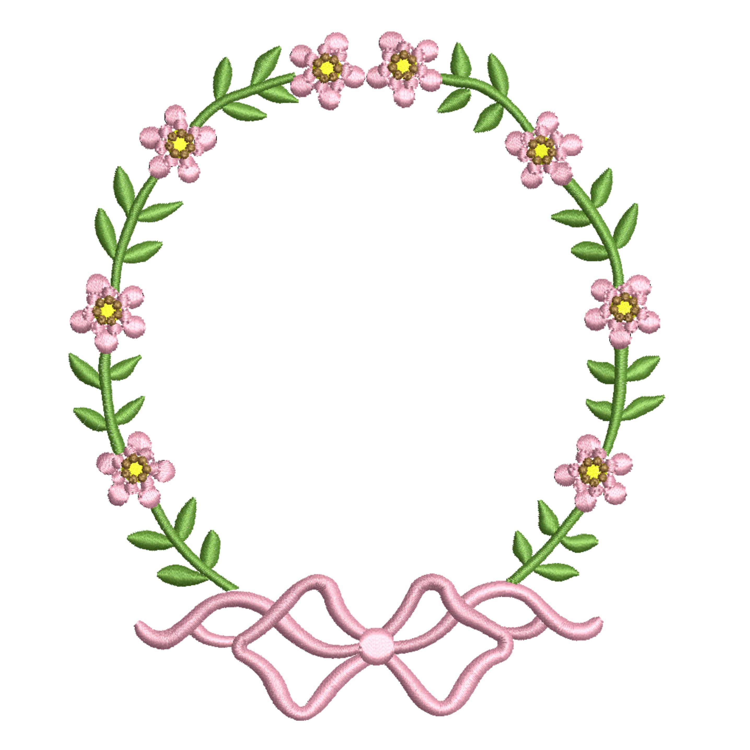 Monogram Floral Machine Embroidery Design Circle Frame 4 Sizes- Flowers ...
